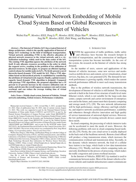Pdf Dynamic Virtual Network Embedding Of Mobile Cloud System Based On