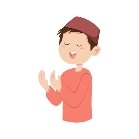 Musulmán Chico Orando Islam Niños Niños Dibujos Animados Personaje