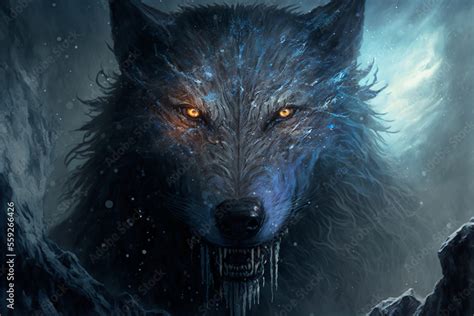 Fenrir A Giant Wolf Monster Or Demon Wolf Generative Ai Stock