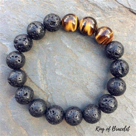 Bracelet En Pierre De Lave Et Oeil De Tigre King Of Bracelet