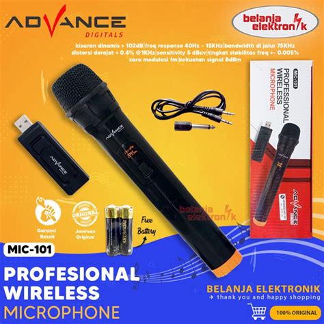 Jual MICROPHONE WIRELESS ADVANCE MIC 101 TANPA KABEL MIKROFON KARAOKE Shopee Indonesia
