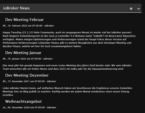 info adapter displays outdated infos as news · issue 516 · iobroker
