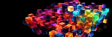 Premium Photo Abstract Background With Colorful Glowing Cubes