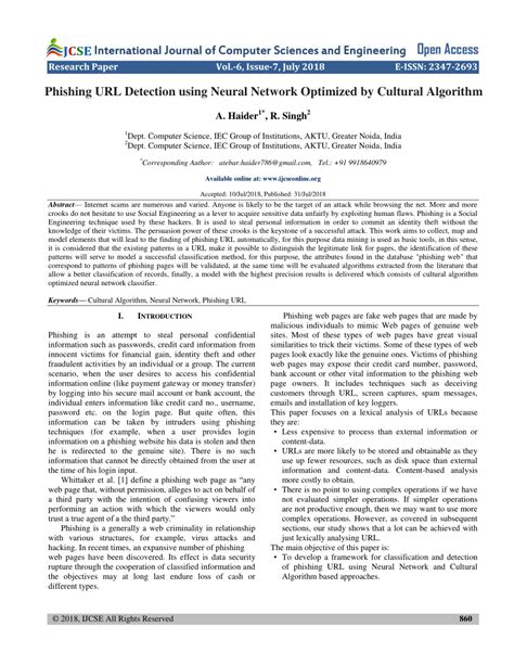 Pdf Phishing Url Detection Using Neural Network Optimized By Cultural