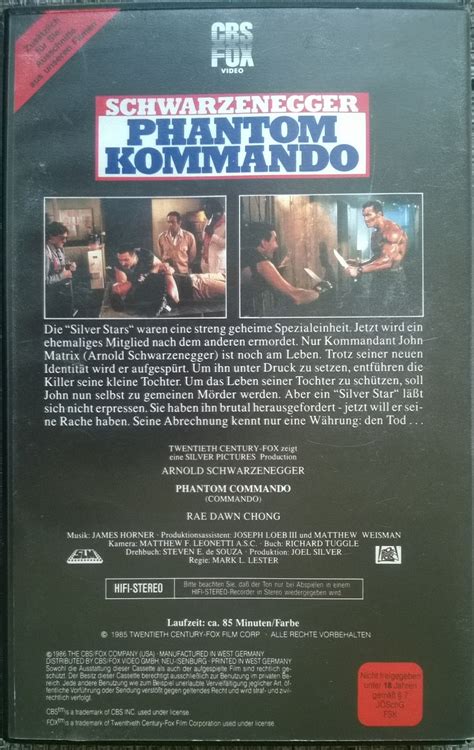 OFDb Phantom Kommando 1985 Video CBS FOX Video 4 Auflage 1993