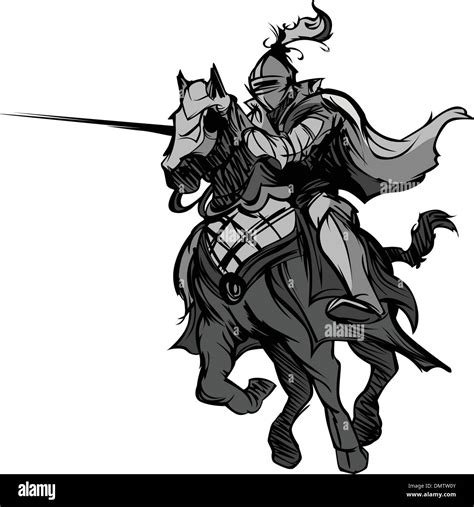 Black Knight On Horse Drawing