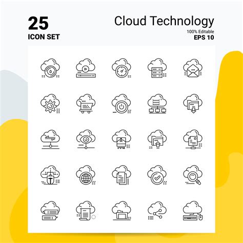 25 Cloud Technology Icon Set 100 Editable Eps 10 Files Business Logo Concept Ideas Line Icon