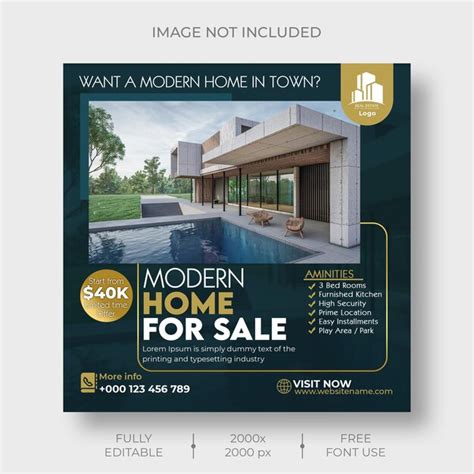 부동산 건설 집 소셜 미디어 게시물 또는 사각형 배너 템플릿 프리미엄 Psd 파일