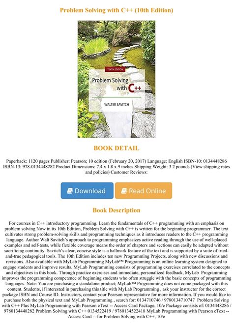 Read Book Problem Solving With C Th Edition Txt Pdf Epub