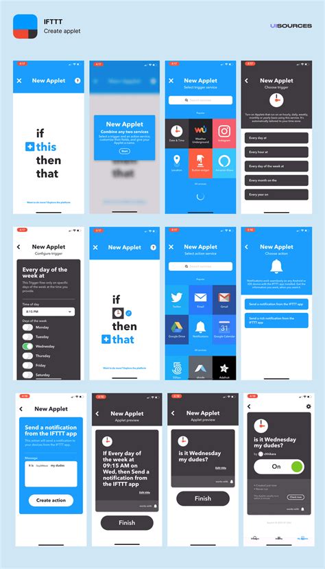 IFTTT Content Screens Screenshots UI Sources