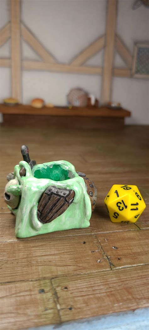 [art] [oc] Gelatinous Cube Dice Jail I Made From Polymer Clay R Dnd