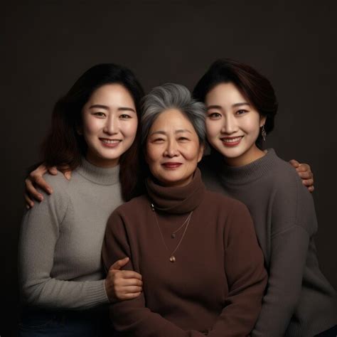 Uma Mãe Gordinha Asiática De Anos E Uma Mulher De Anos E Uma Família De