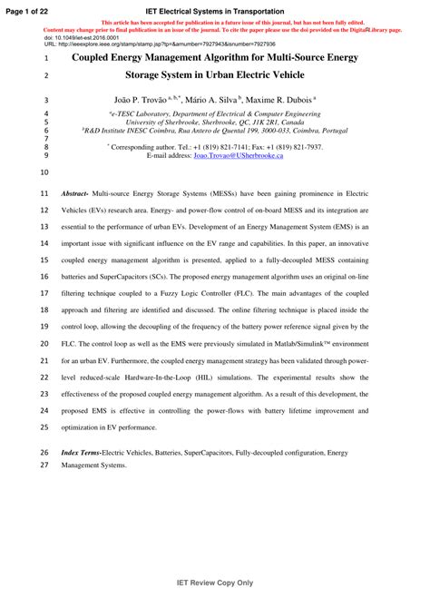 Pdf Coupled Energy Management Algorithm For Multi Source Energy Storage System In Urban