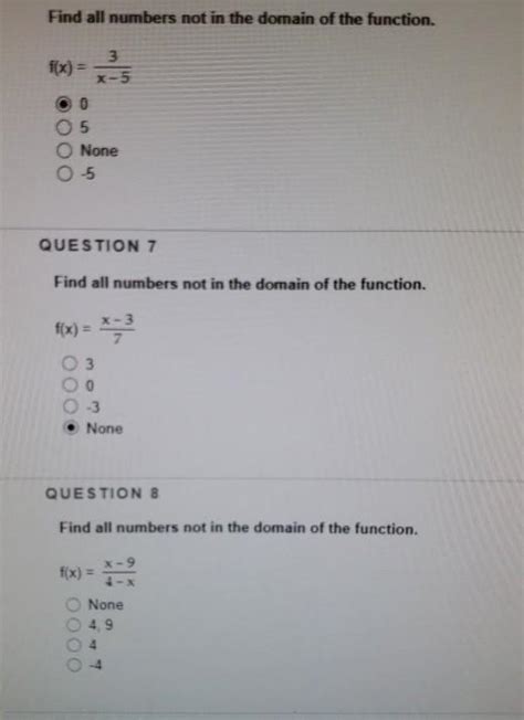 Solved Find All Numbers Not In The Domain Of The Function 3