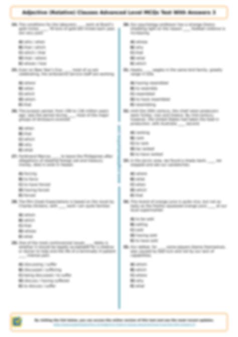 SOLUTION Adjective Relative Clauses Advanced Level Mcqs Test With Answers Studypool