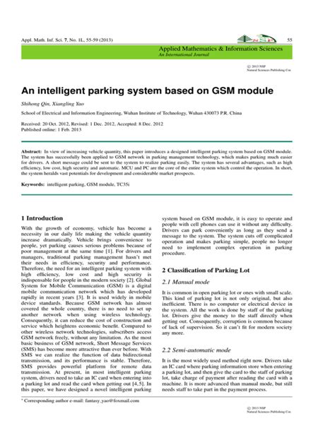 An Intelligent Parking System Based On Gsm Module