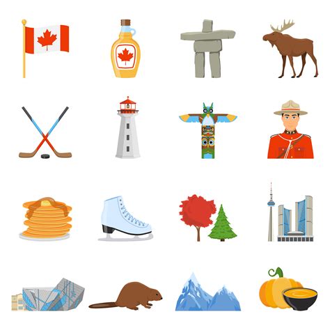Canada National Symbols Flat Icons Collection 484014 Vector Art At Vecteezy