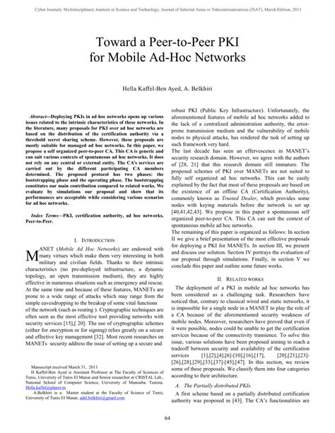 pdf toward a peer to peer pki for mobile ad hoc networks