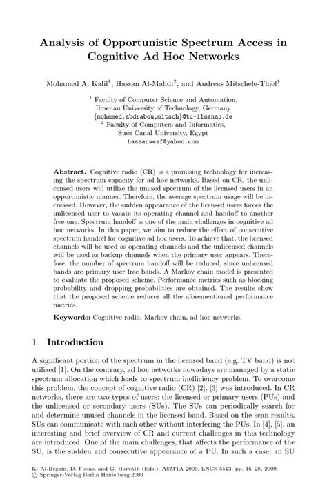 Pdf Analysis Of Opportunistic Spectrum Access In Cognitive Ad Hoc Networks