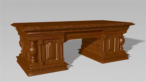 アンティークの木製デスク 3dモデル 3 Unknown Obj Max Free3d