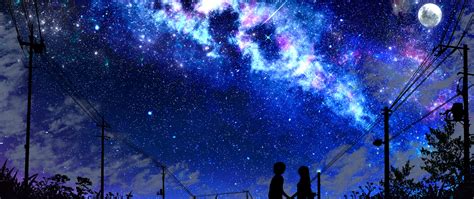Download Wallpaper The Sky Girl Night Guy The Milky Way Section