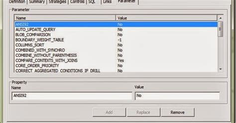 Business Objects Universe Parameters Ansi92