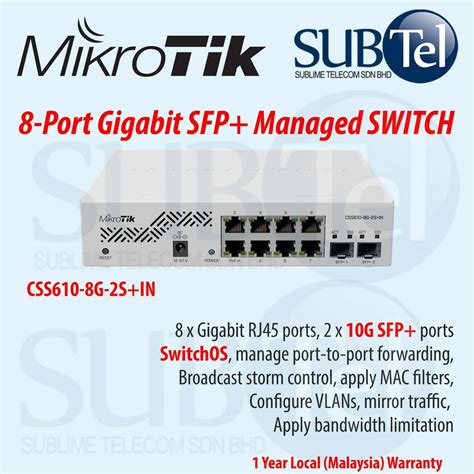 Mikrotik Css610 8g 2sin 8 Port Gigabit Managed Switch With Two Sfp