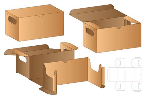 กล่องบรรจุภัณฑ์ตายตัดการออกแบบแม่แบบ จําลอง 3 มิติ ภาพประกอบสต็อก ดาวน์โหลดรูปภาพตอนนี้