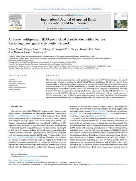 pdf airborne multispectral lidar point cloud classification with a