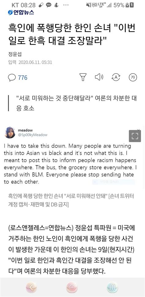 흑인에게 폭행당한 한인의 손녀 최신근황 포텐 터짐 최신순 에펨코리아