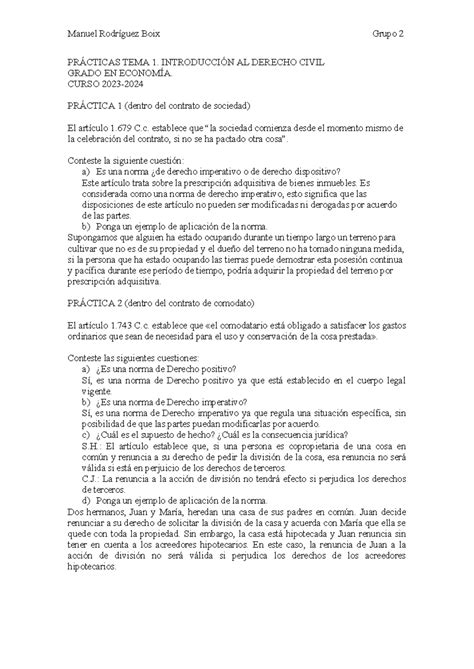 Práctica Tema 1 Derecho Civil Manuel Rodríguez Boix Grupo 2 PrÁcticas