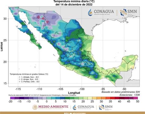 Clima en México MAPA de estados con bajas temperaturas HOY 15 de