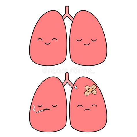 Carácter Feliz Sano Lindo De Los Pulmones Ilustración del Vector