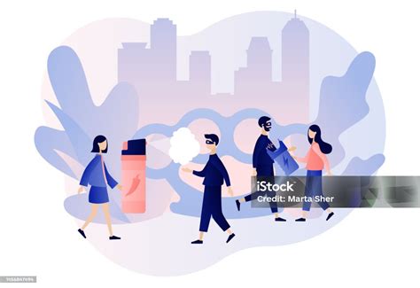 자기 방어 감전 후추 스프레이 황동 너클 도적과 훌리건에 맞서 무장하는 작은 사람들 현대 평면 만화 스타일입니다 흰색 배경에