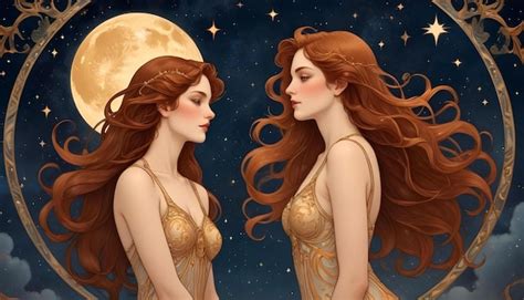A Drawing Of A Gemini Women Zodiac Sign Gemini Premium Ai Generated Image