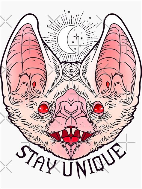 Cute But Creepy Albino Vampire Bat Face Stay Unique Sticker