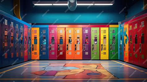 Premium Photo | Row of colorful lockers indoors