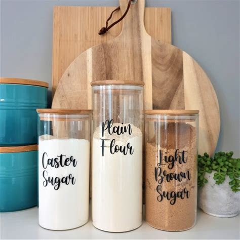 Bamboo Glass Storage Jars Personalised Glass Storage Jars Etsy Uk