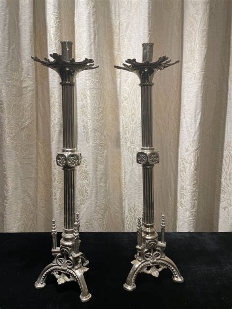 Candeliere 2 Stile Gotico Bronzo Bronzo Argentato Catawiki