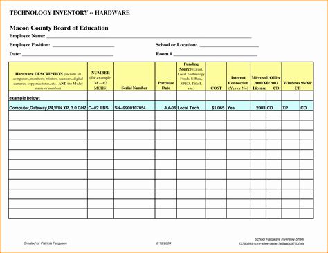 Computer Inventory Excel Template Shooters Journal