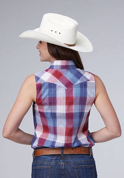 Womens Roper Western Shirt ~ Red White White Plaid W Lurex