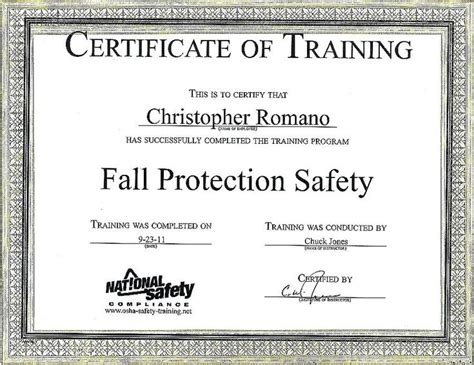 Fall Protection Certification Template 1 Professional Templates