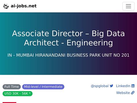 [hiring] Associate Director Big Data Architect Engineering In In Mumbai Hiranandani
