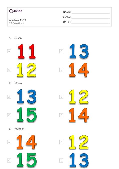 50 Numbers 11 20 Worksheets For 2nd Class On Quizizz Free And Printable