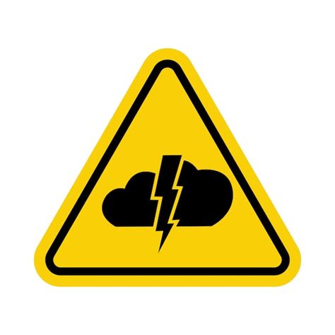 Panneau Davertissement De Tempête Triangle Jaune éclairs Ouragan Orage