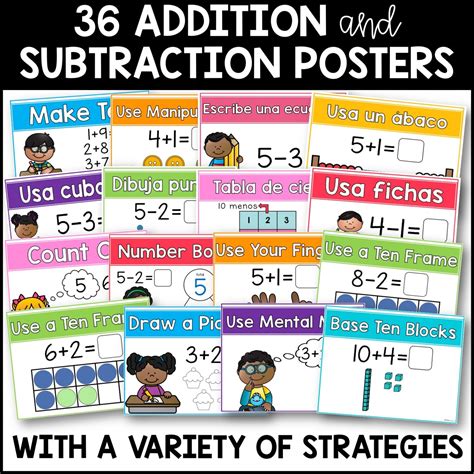 Math Strategies Posters Addition And Subtraction Strategies Miss Kindergarten