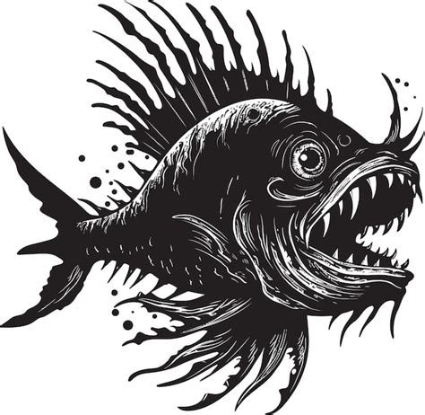 Diabolic Dart Vector Logo Design Of Evil Angler Fish Serrated Scales