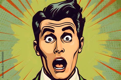 Man With Shocked Facial Expression Surprised Man In Comic Style Man Showing Advertisement