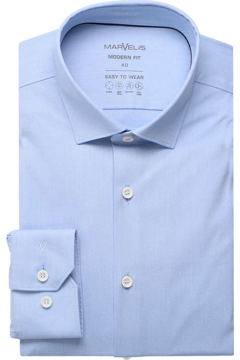 Marvelis Performance Modern Fit Hemd bleu, Einfarbig | Hemden.de