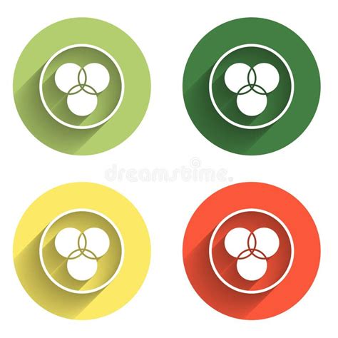Set Rgb And Cmyk Color Mixing Icon Isolated With Long Shadow Background Color Circle Button